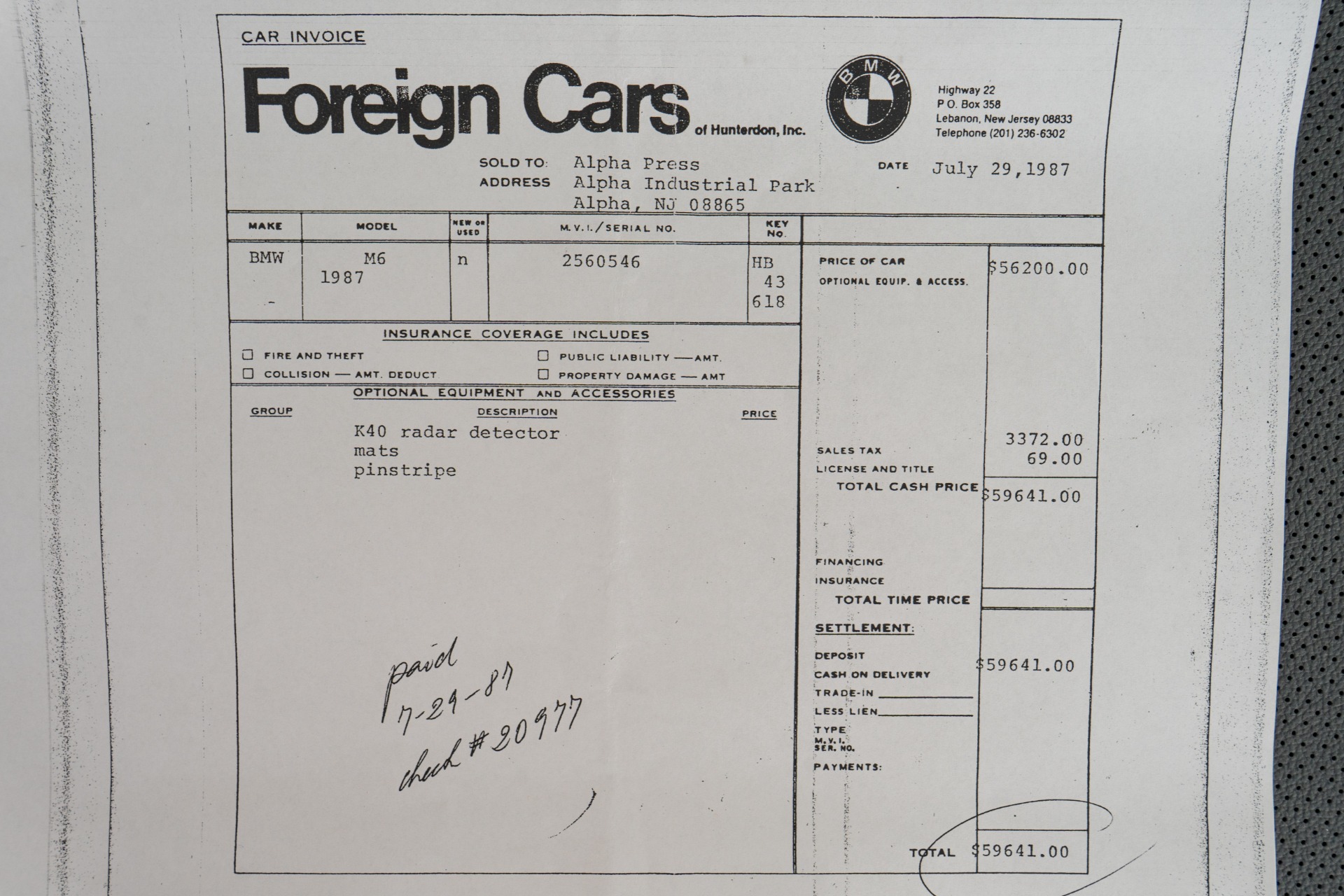 Invoice Bmw 1 Series
